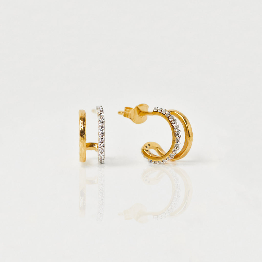Celestial Pave Double Hoops | 14k Gold Vermeil Hoop Earrings | Carrie ...