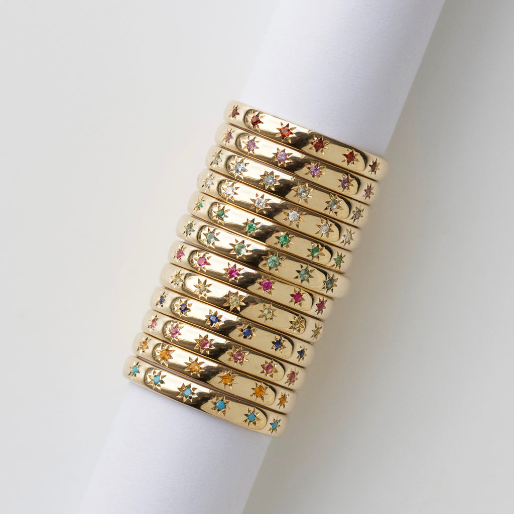 Icon Star Set Birthstone Band – Carrie Elizabeth