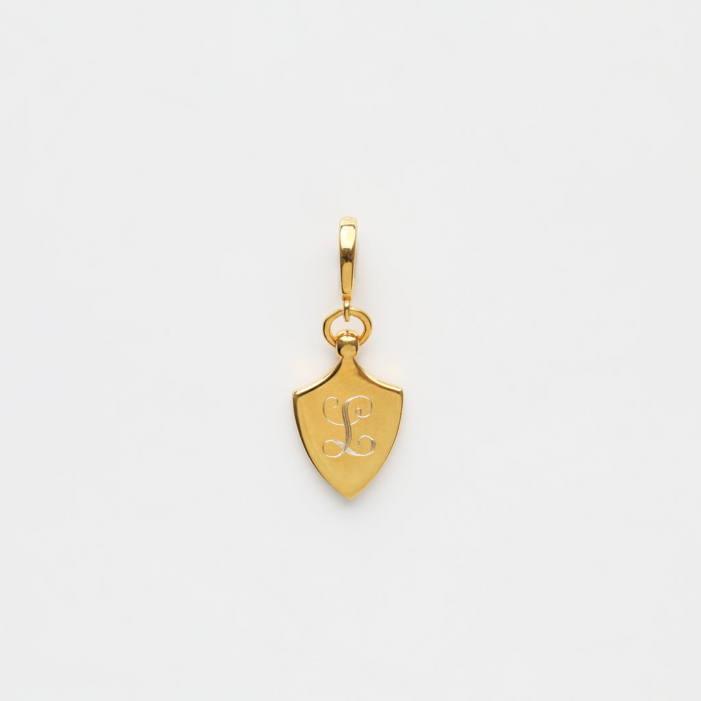 Louise Thompson Chapters Protection Shield Pendant | Personalised Gold ...