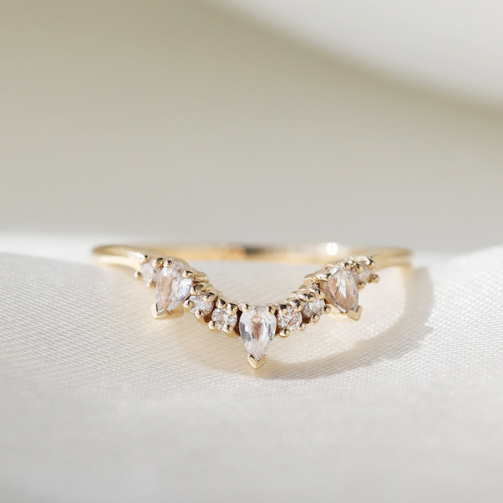 Diamond & Sapphire Droplet Hugging ring – Carrie Elizabeth