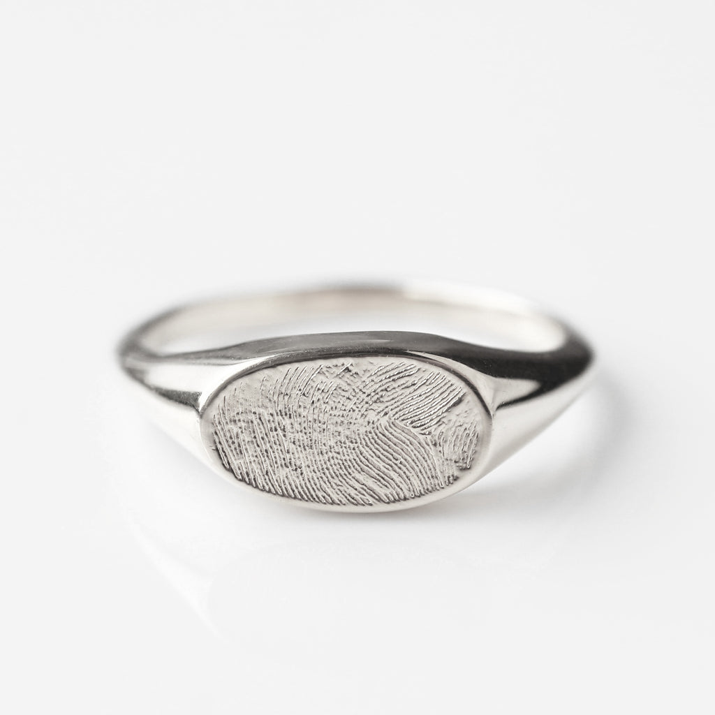 Custom Made Fingerprint Signet Ring | Sterling Silver Personalised Ring ...