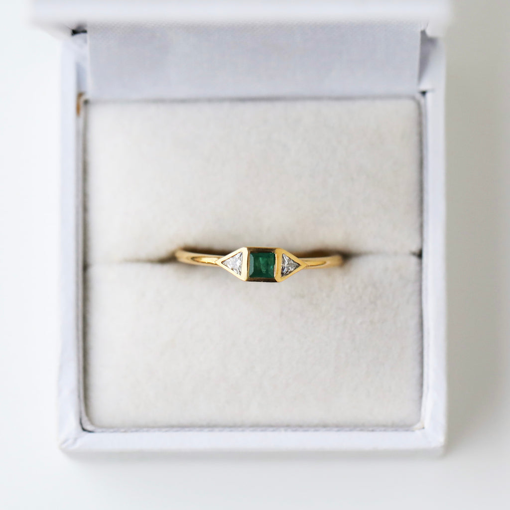 SAMPLE SALE- Emerald Mini Stacker Ring - Multiple Sizes – Carrie Elizabeth
