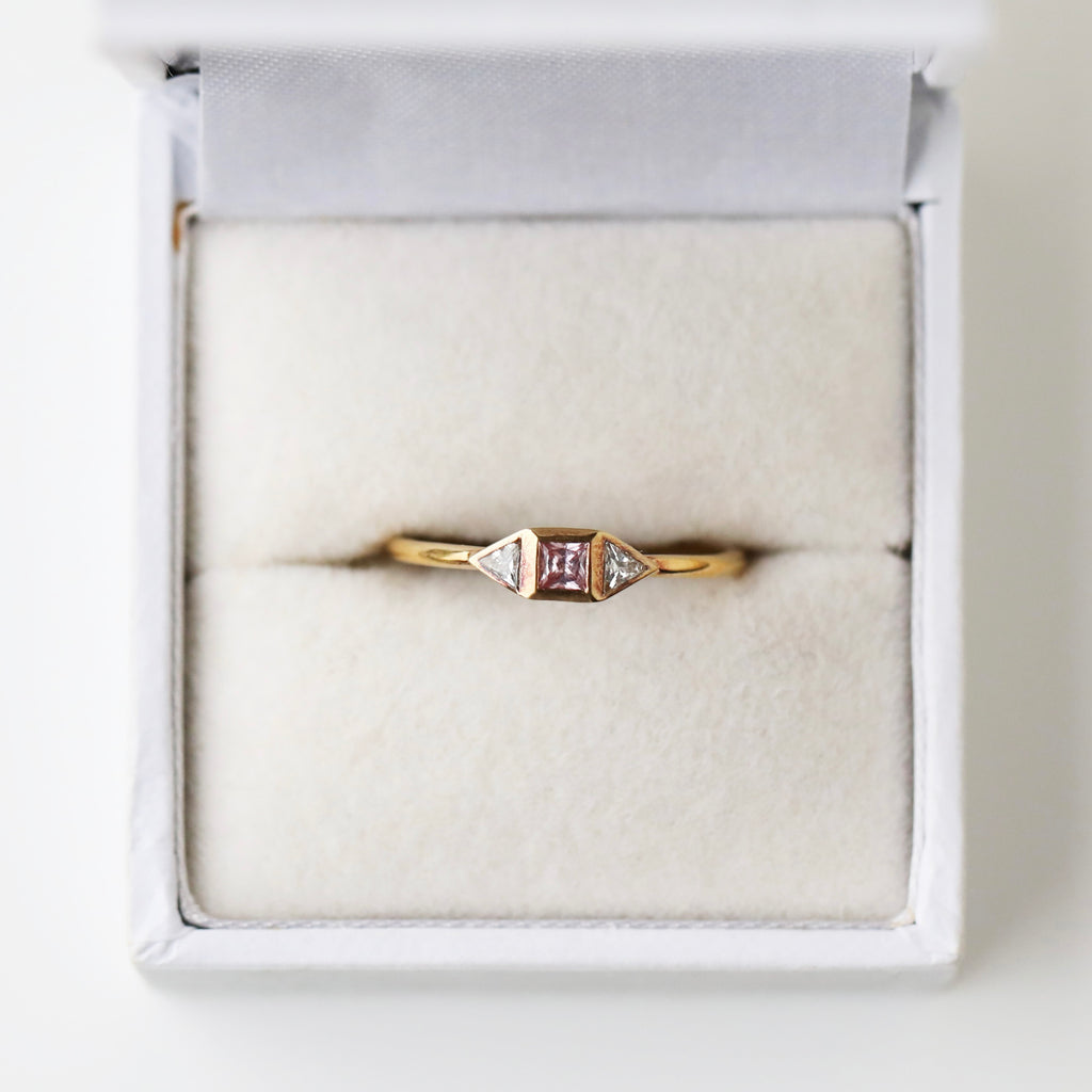 SAMPLE SALE- Pink Sapphire Mini Stacker Ring - UK Ring Size O – Carrie ...