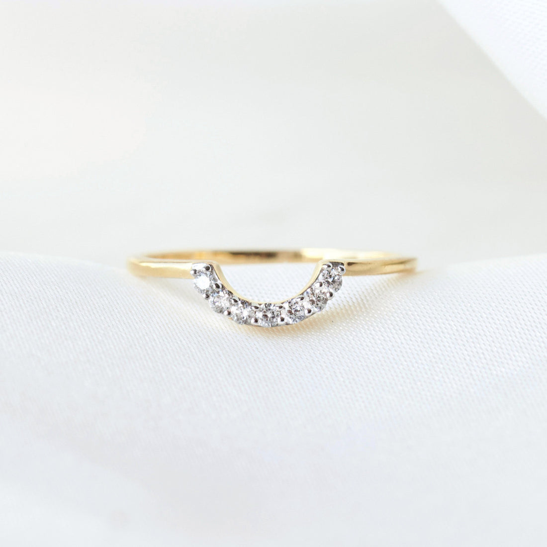 Solid Gold Diamond U Shaped Hugging Ring – Carrie Elizabeth
