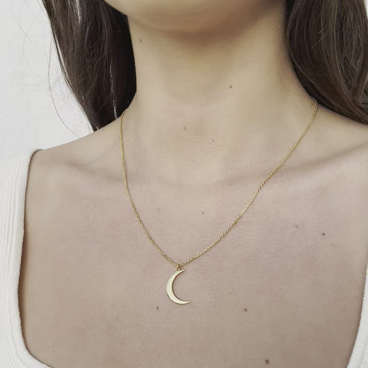 14k Gold Vermeil Gold New Moon Pendant Necklace – Carrie Elizabeth