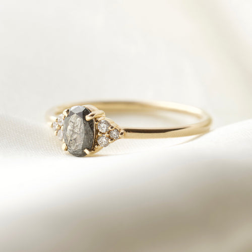 14k Solid Gold Imogen Salt & Pepper Diamond Ring – Carrie Elizabeth