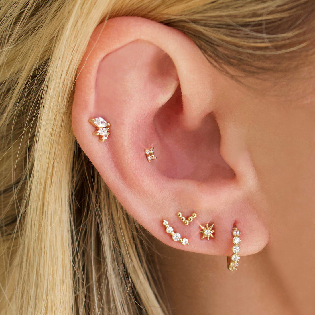 14k Solid Gold Cosmic Ray Flat Back Earring – Carrie Elizabeth