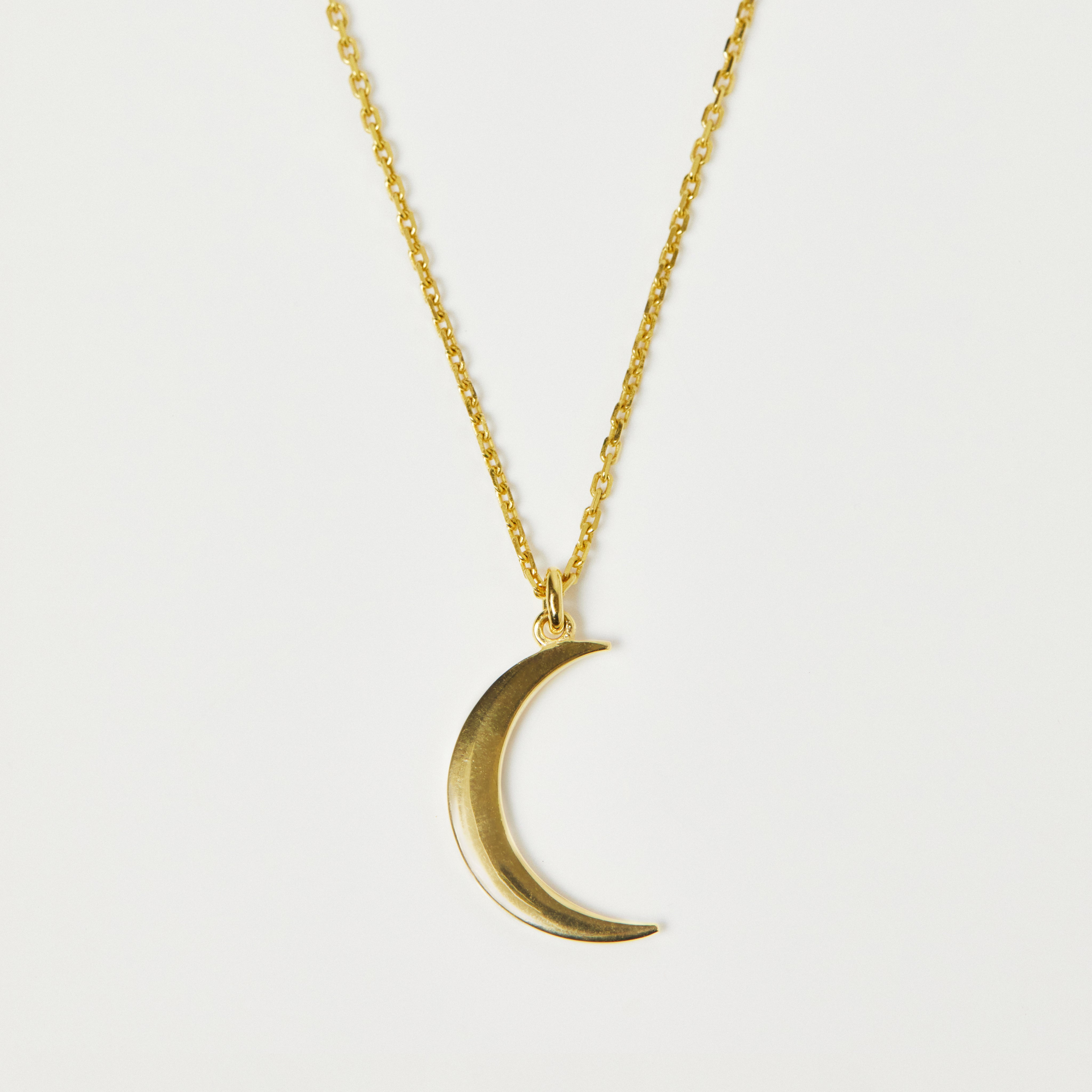 14k Gold Vermeil Gold New Moon Pendant Necklace – Carrie Elizabeth