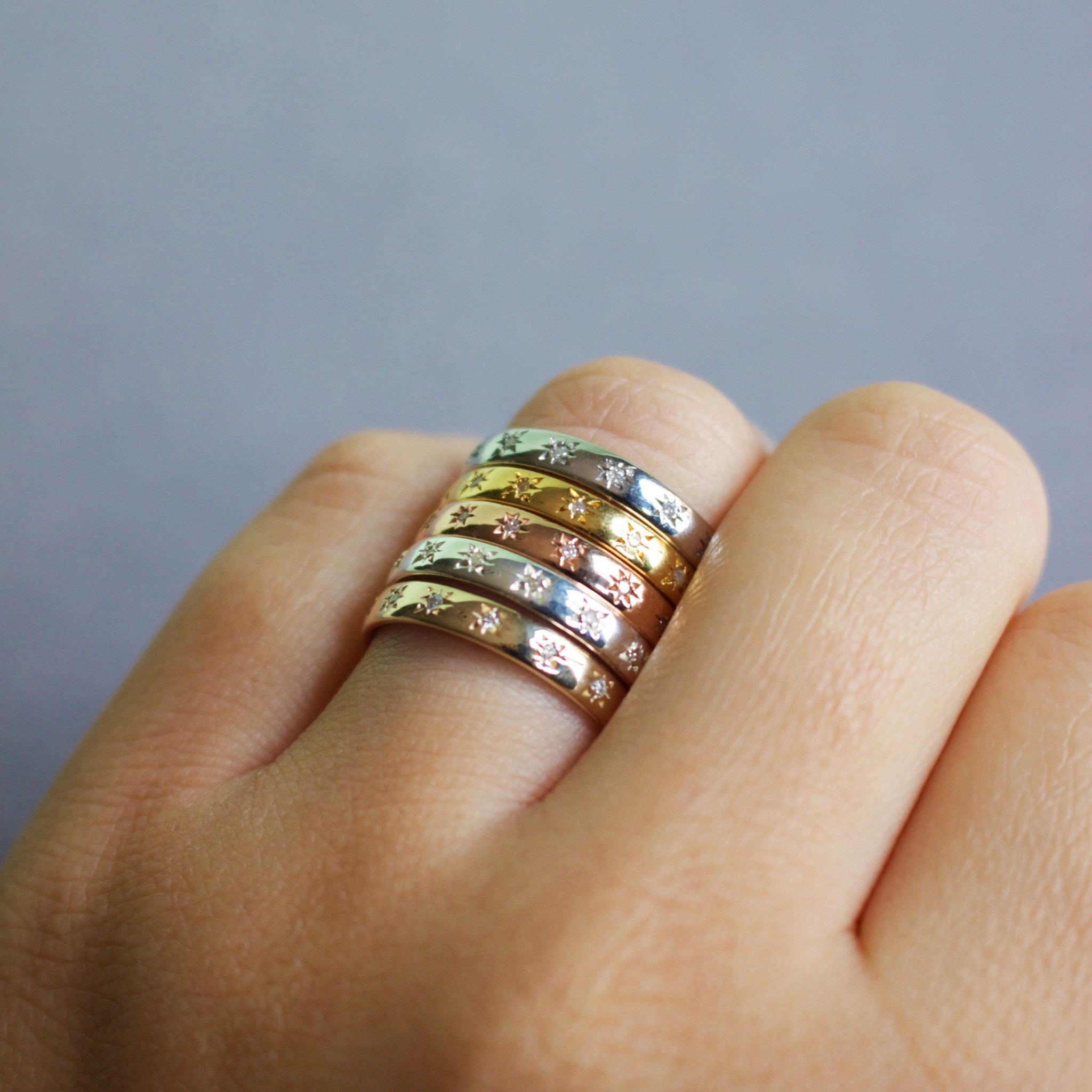 Sterling Silver Simple Star Set Diamond Band – Carrie Elizabeth